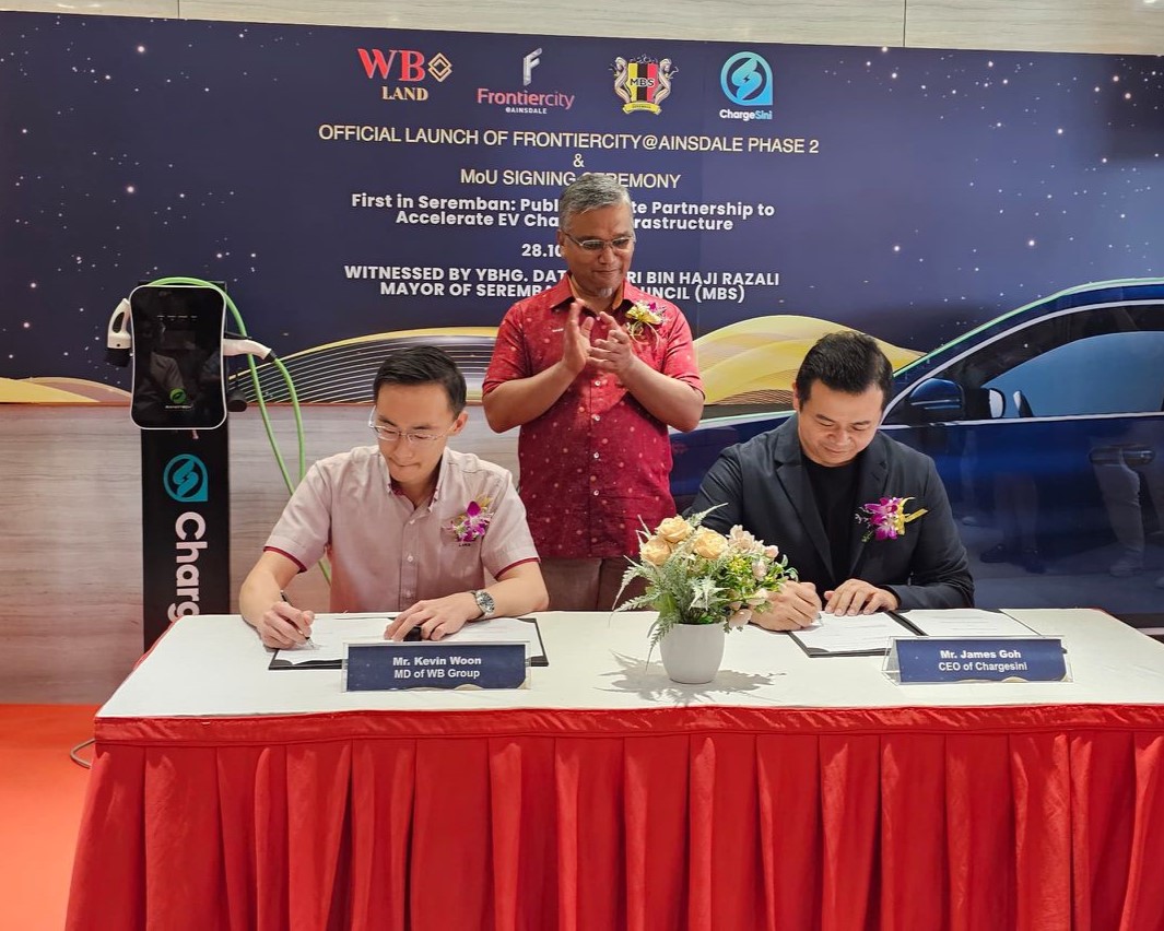ChargeSini Inks MoU with WB Land – EV Facility At Frontiercity, AINSDALE – ChargeSINI Malaysia